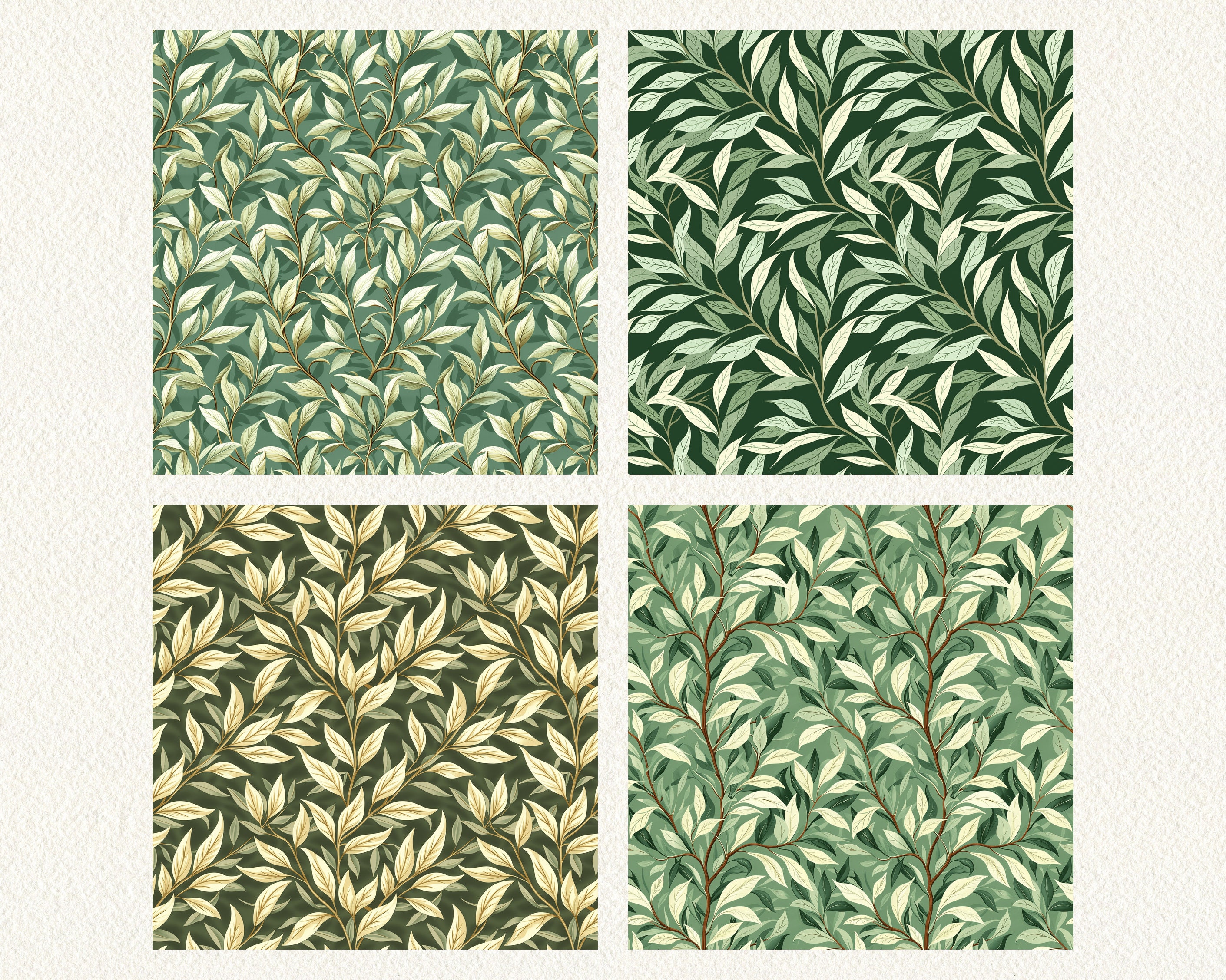 Cottagecore Willow Pattern Seamless Digital Papers Printable Scrapbook ...