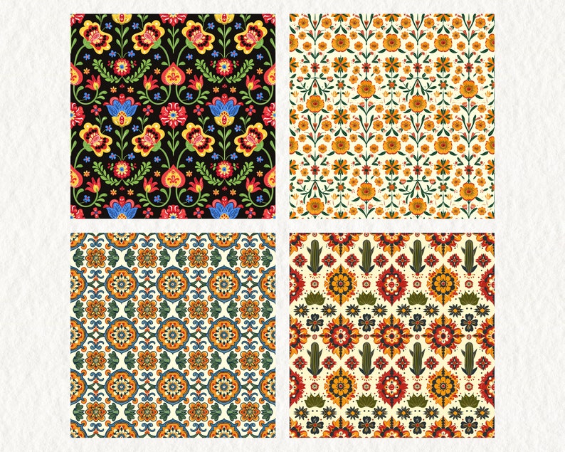 Traditional Mexican Pattern Seamless Digital Papers - Printable ...