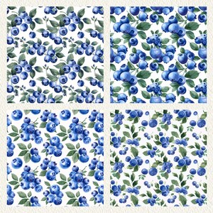 Blueberry Design Pattern Seamless Digital Papers - Printable Scrapbook ...