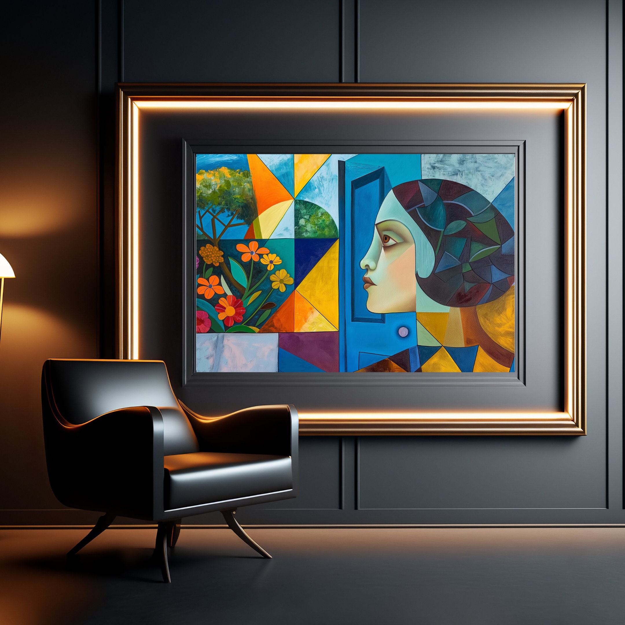 Cubist Painting in Picasso Style Abstract Portrait DIGITAL Art ...