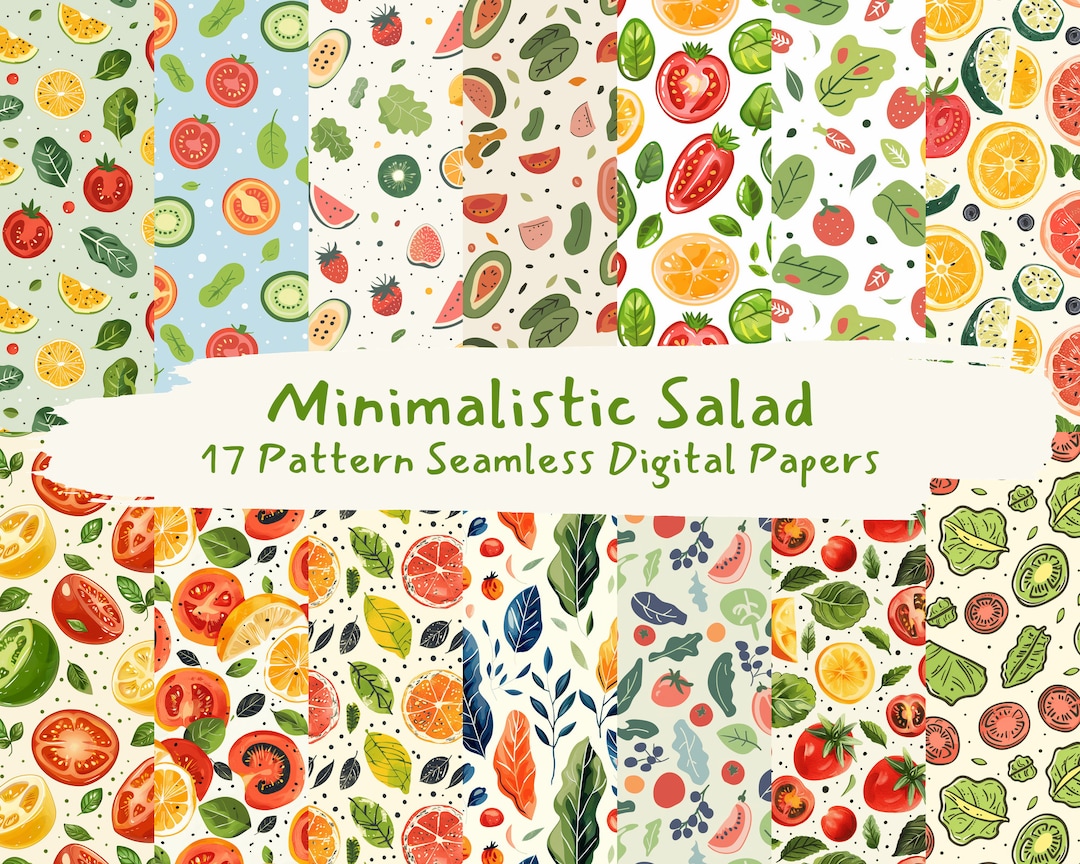 Minimalistic Salad Pattern Seamless Digital Papers - Printable ...
