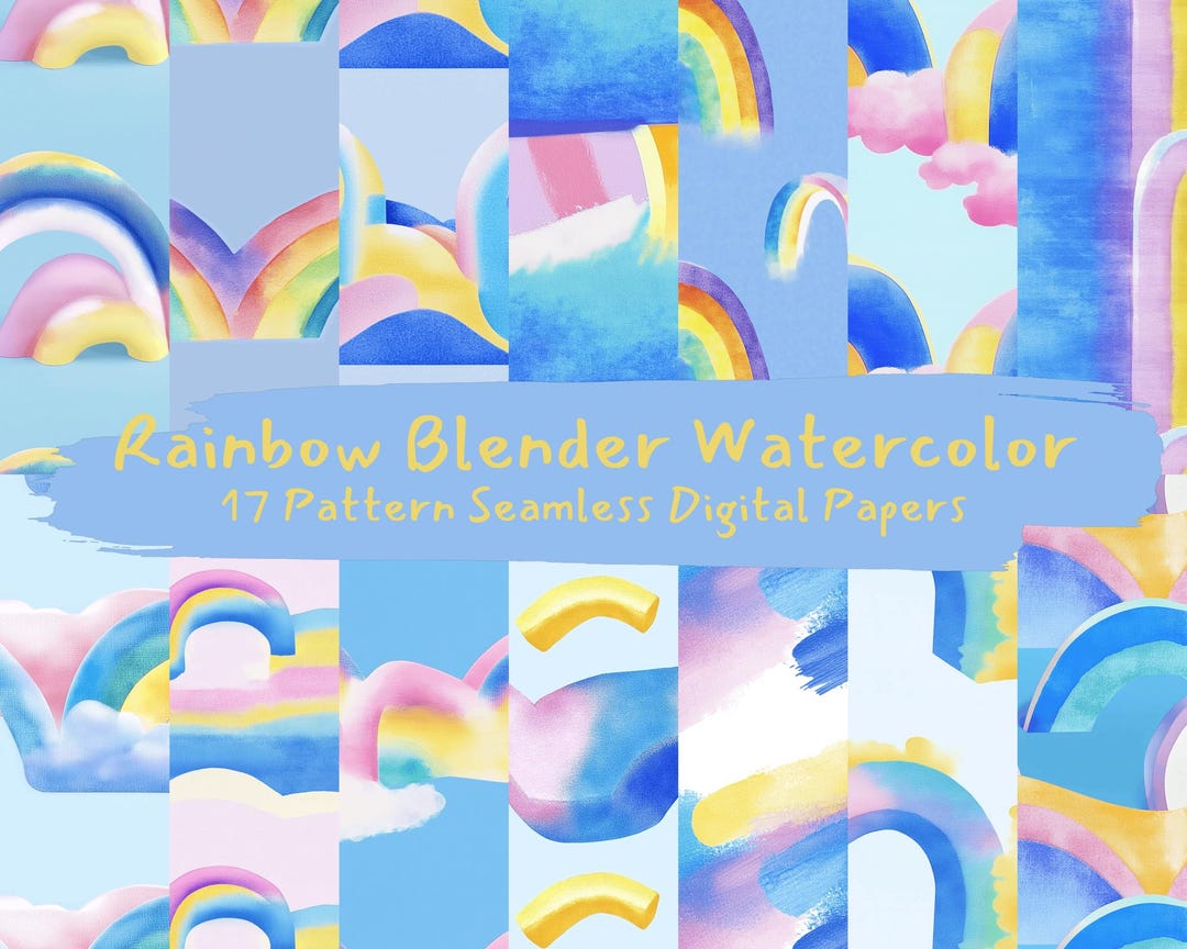 Rainbow Blender Watercolor Pattern Seamless Digital Papers - Printable ...