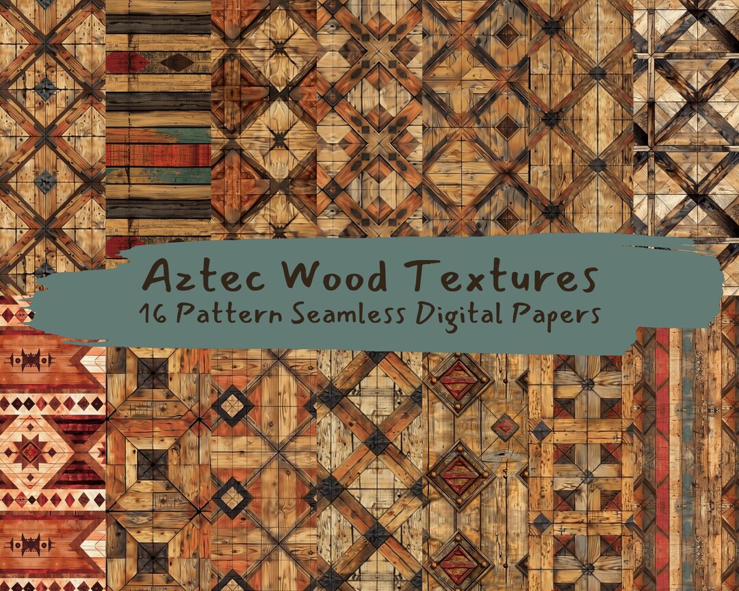 Aztec Wood Textures Pattern Seamless Digital Papers - Printable ...