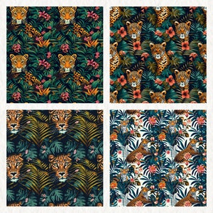 Bohemian Jungle Pattern Seamless Digital Papers - Printable Scrapbook ...