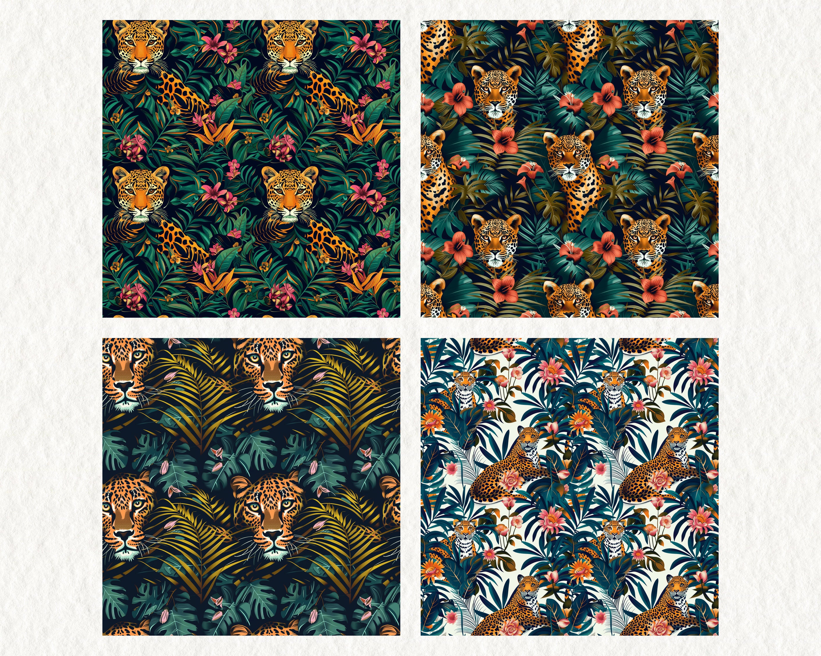 Bohemian Jungle Pattern Seamless Digital Papers - Printable Scrapbook ...