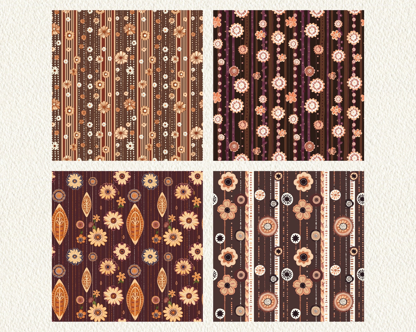 Floating Abstract Flowers Pattern Seamless Digital Papers Printable ...