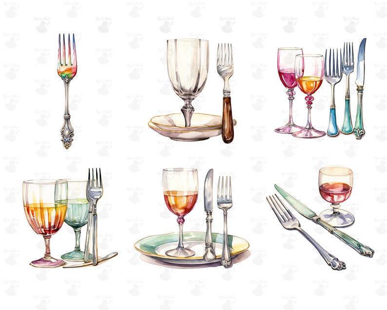 Silverware, Digital Printable Clip Art Graphics in PNG Format ...