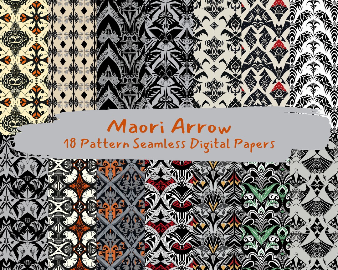 Maori Arrow Pattern Seamless Digital Papers - Printable Scrapbook Paper ...