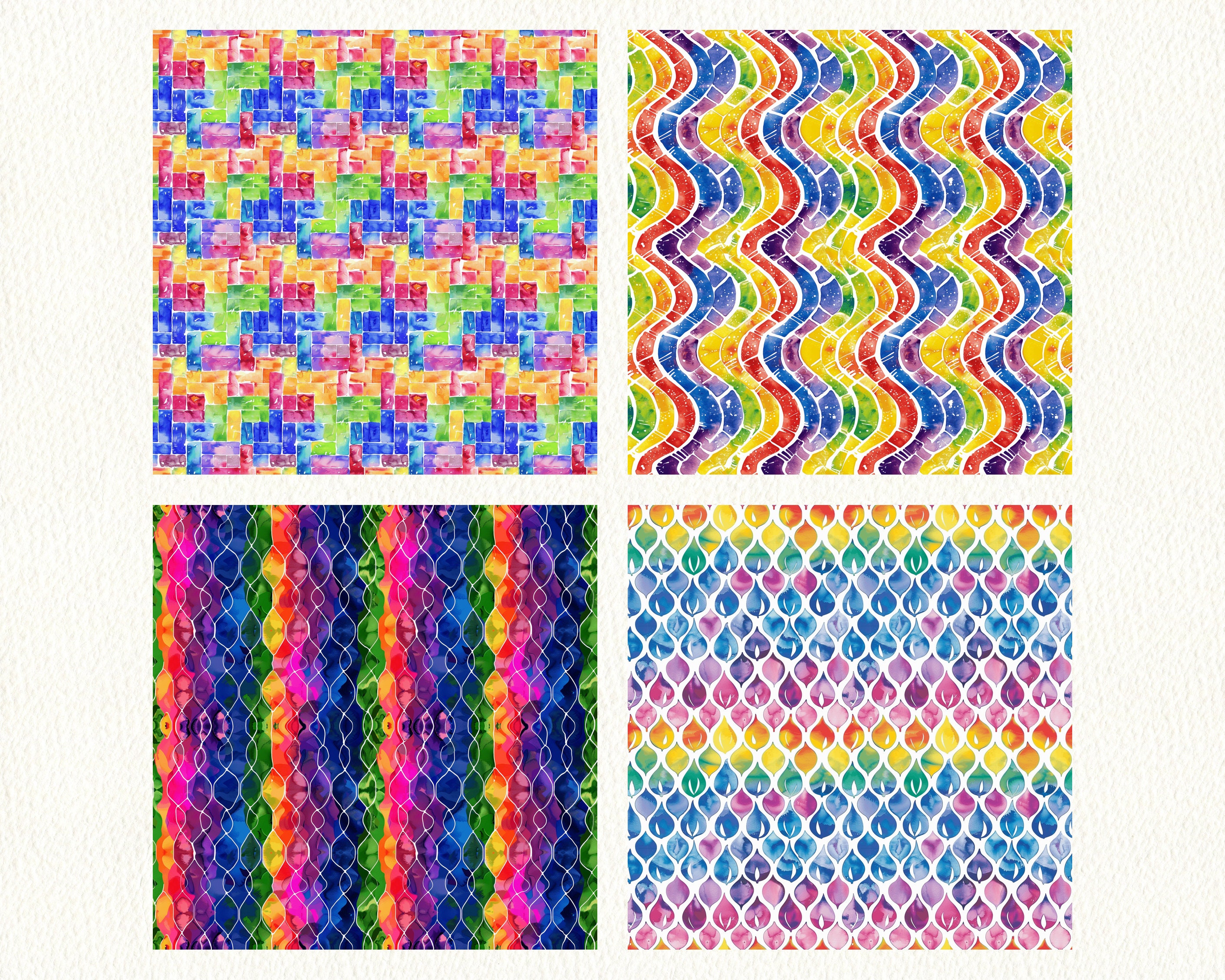 Rainbow Batik Pattern Seamless Digital Papers - Printable Scrapbook ...