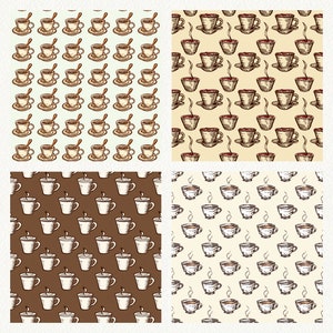 Coffee Cup Pattern Seamless Digital Papers - Printable Scrapbook Paper ...