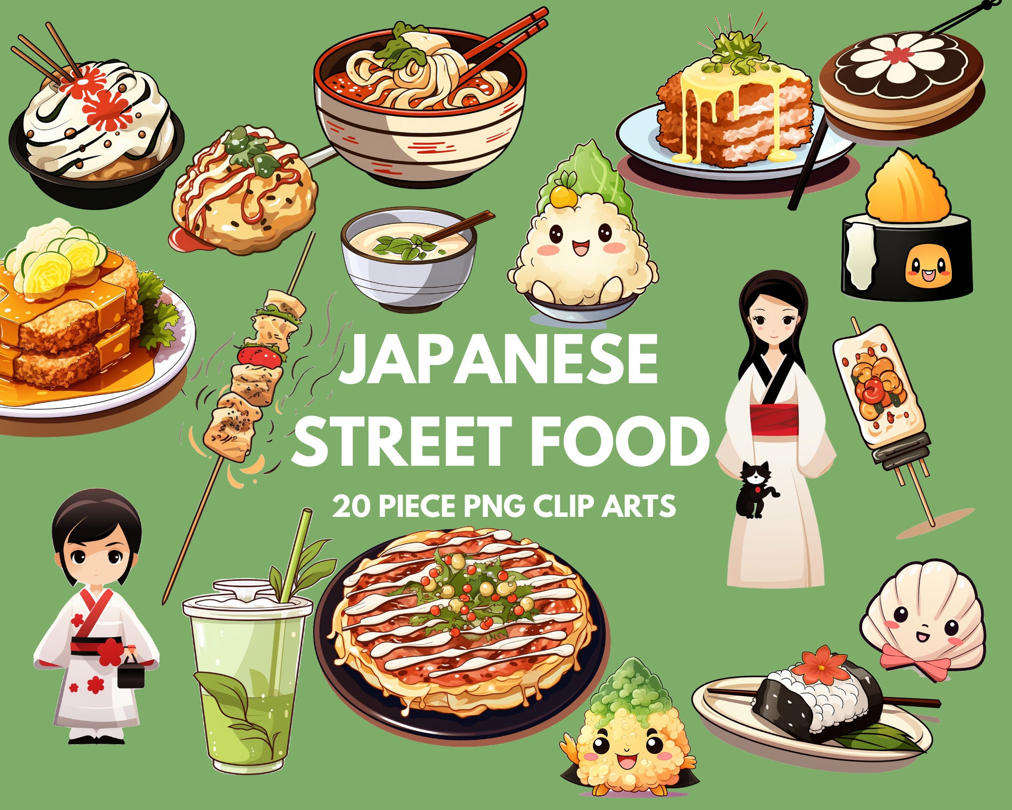 Japanese Street Food, Digital Clip Art Graphics in PNG Format ...