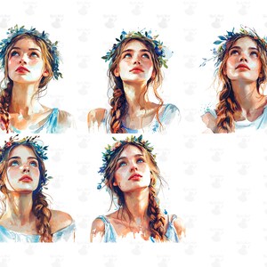 Blue Greek Goddess Digital Printable Clipart Bundle in PNG Format ...