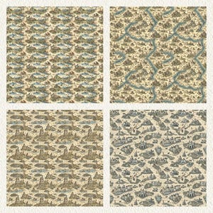 Medieval Map Pattern Seamless Digital Papers - Printable Scrapbook ...