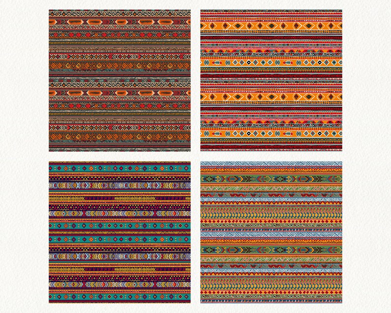 Tribal Ethnic Borders Pattern Seamless Digital Papers - Printable ...