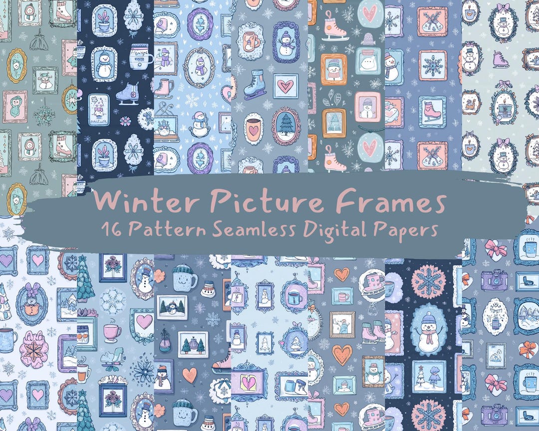 Winter Picture Frames Pattern Seamless Digital Papers - Printable ...