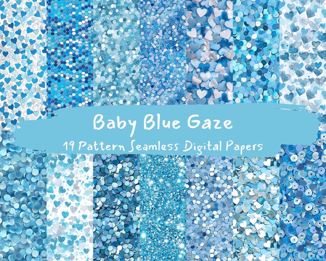 Baby Blue Gaze Pattern Seamless Digital Papers - Printable Scrapbook ...