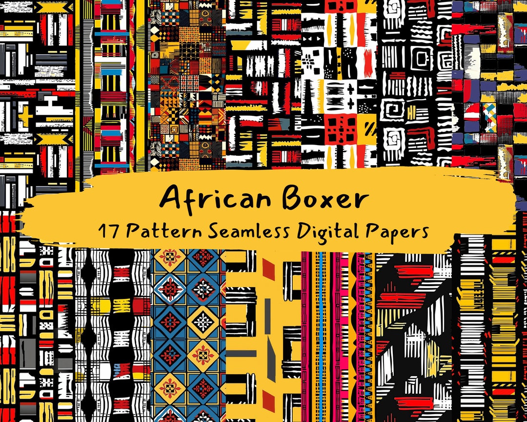 African Boxer Pattern Seamless Digital Papers - Printable Scrapbook ...