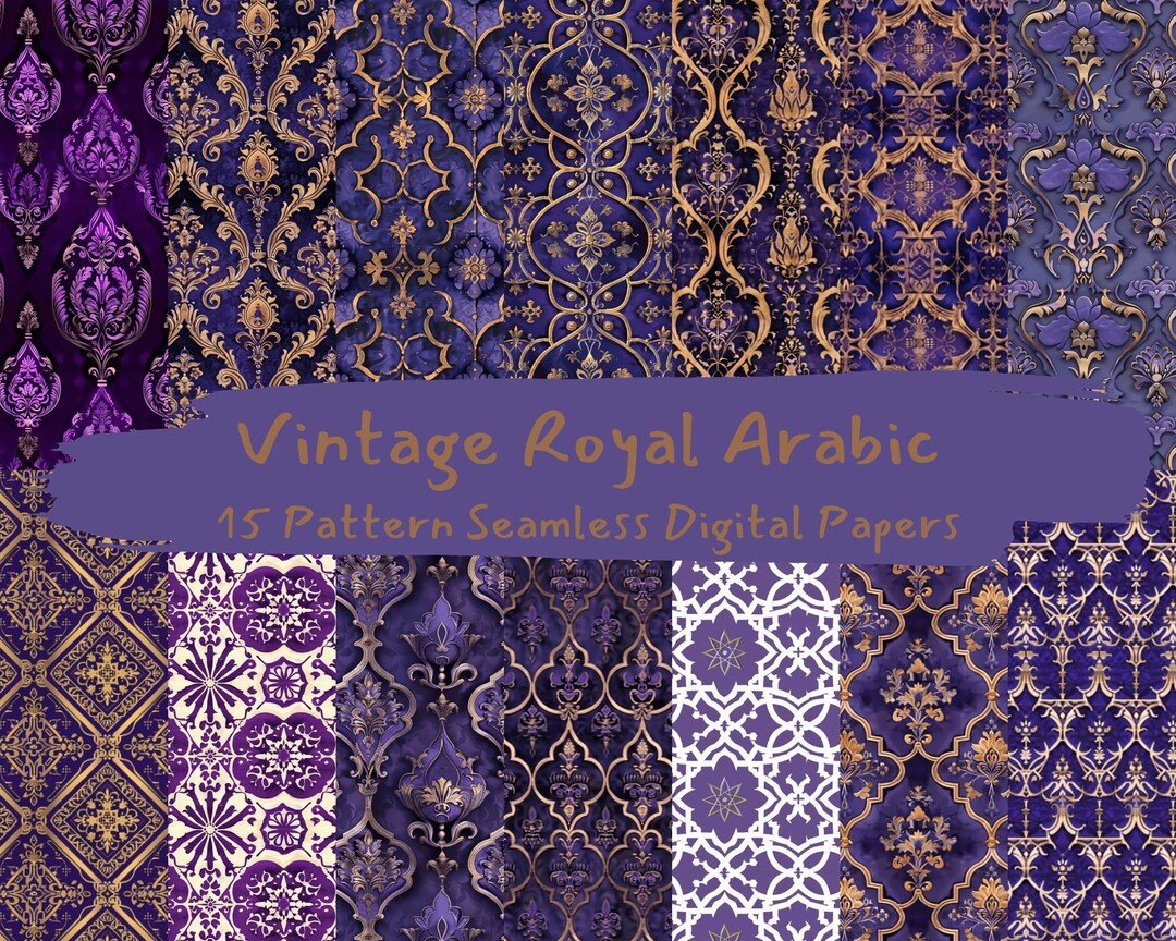 Vintage Royal Arabic Pattern Seamless Digital Papers - Printable ...