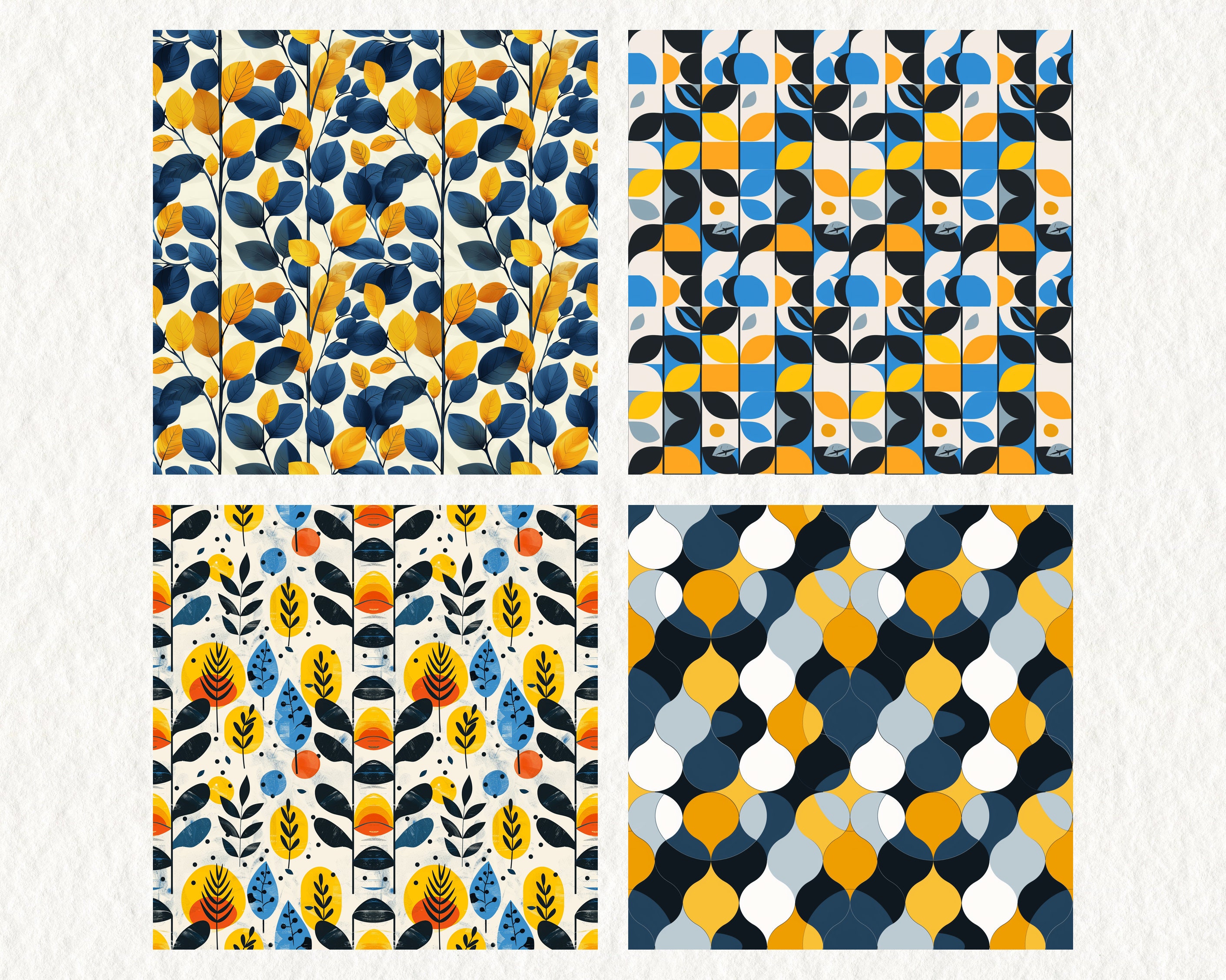 Blue Yellow Tune Pattern Seamless Digital Papers Printable Scrapbook ...