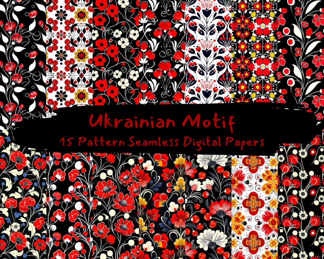 Ukrainian Motif Pattern Seamless Digital Papers - Printable Scrapbook ...