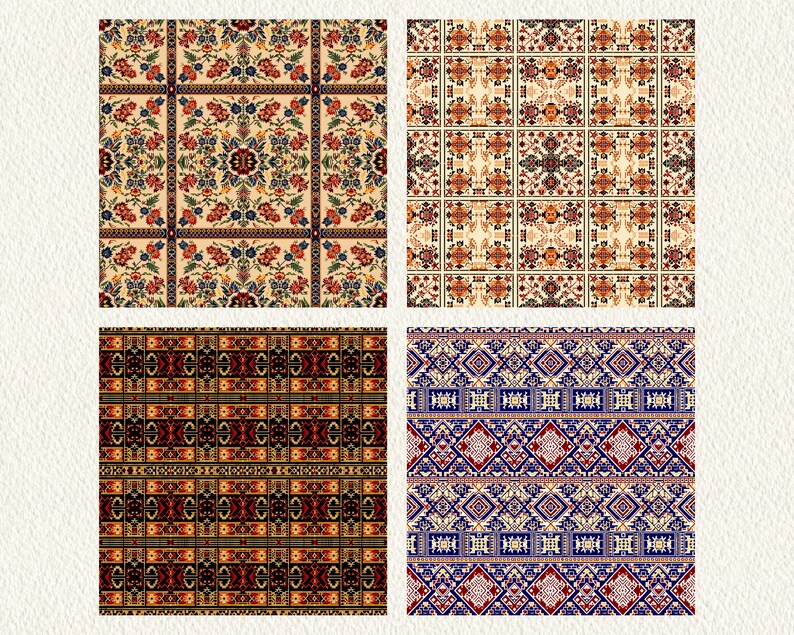 Ukrainian Ethnic Pattern Seamless Digital Papers - Printable Scrapbook ...