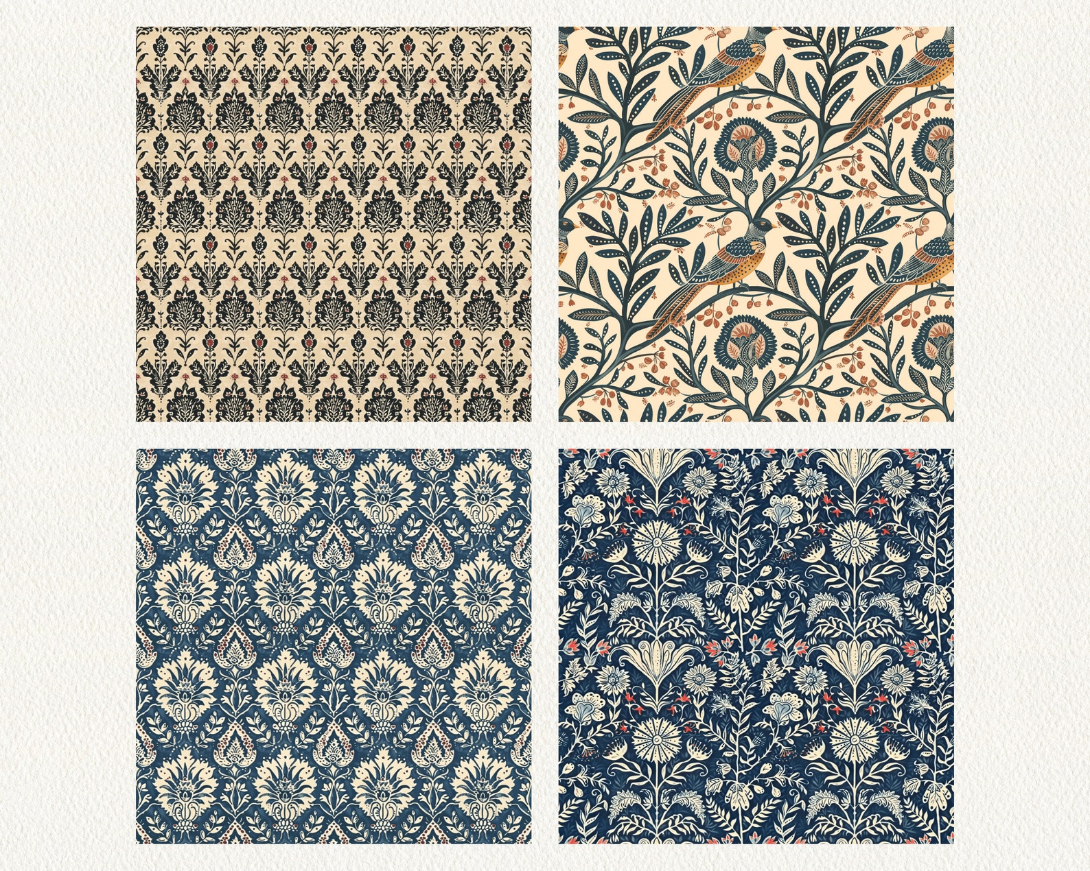 Indian Woodblock Pattern Seamless Digital Papers - Printable Scrapbook ...