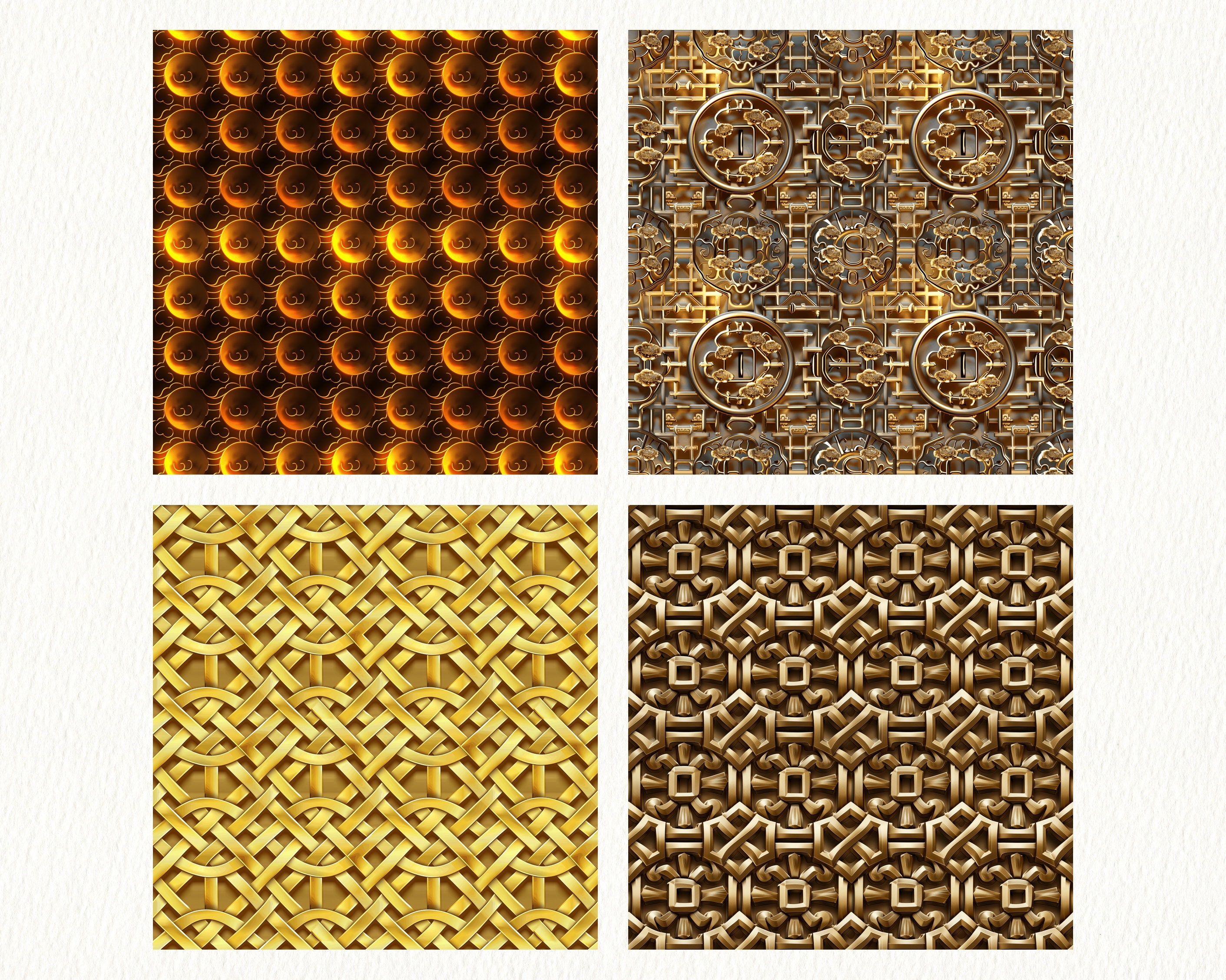 Traditional Chinese Golden Pattern Seamless Digital Papers - Printable ...