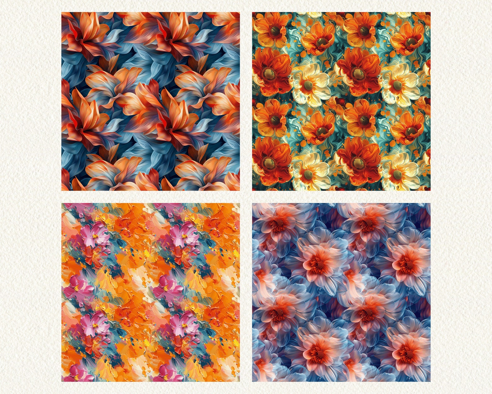 Blooming Abstractions Pattern Seamless Digital Papers - Printable ...