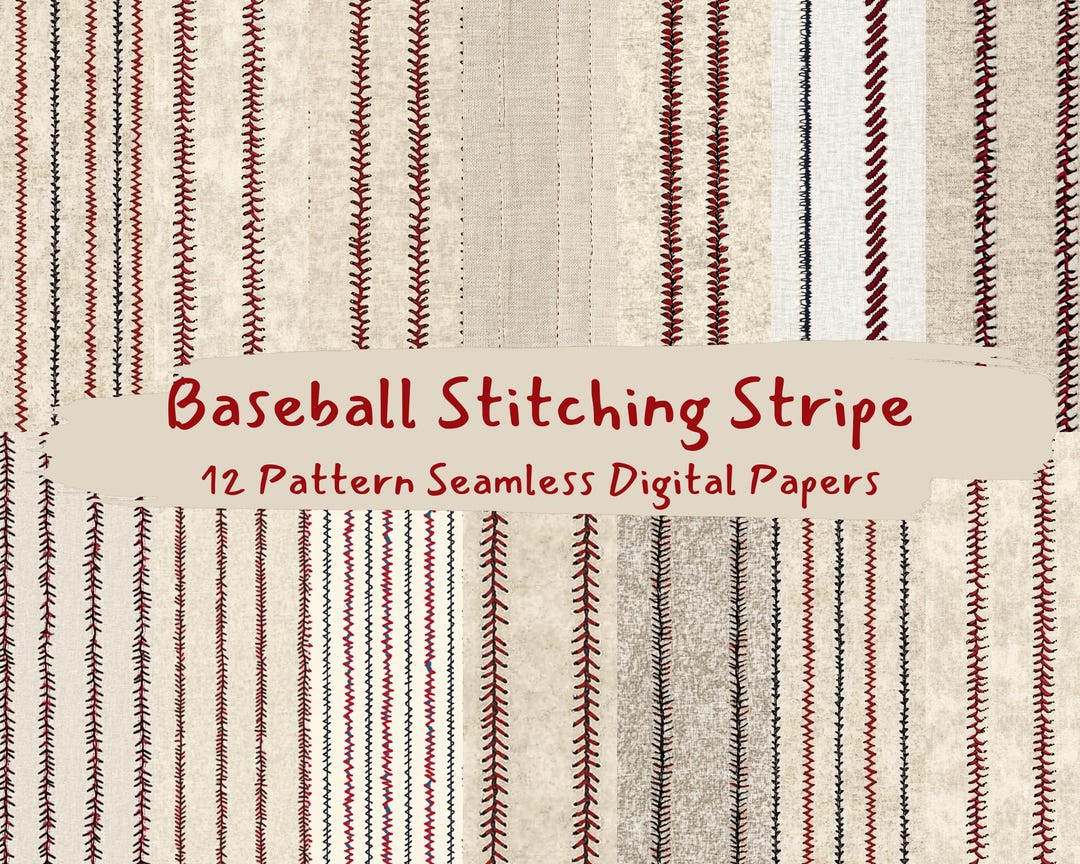 Baseball Stitching Stripe Pattern Seamless Digital Papers - Printable ...