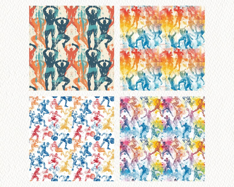 Gym Athletes Spirits Pattern Seamless Digital Papers - Printable ...