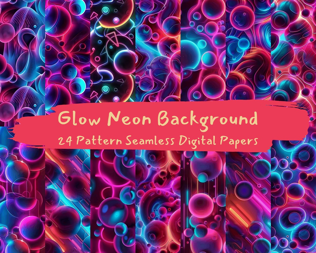 Glow Neon Background Pattern Seamless Digital Papers - Printable ...