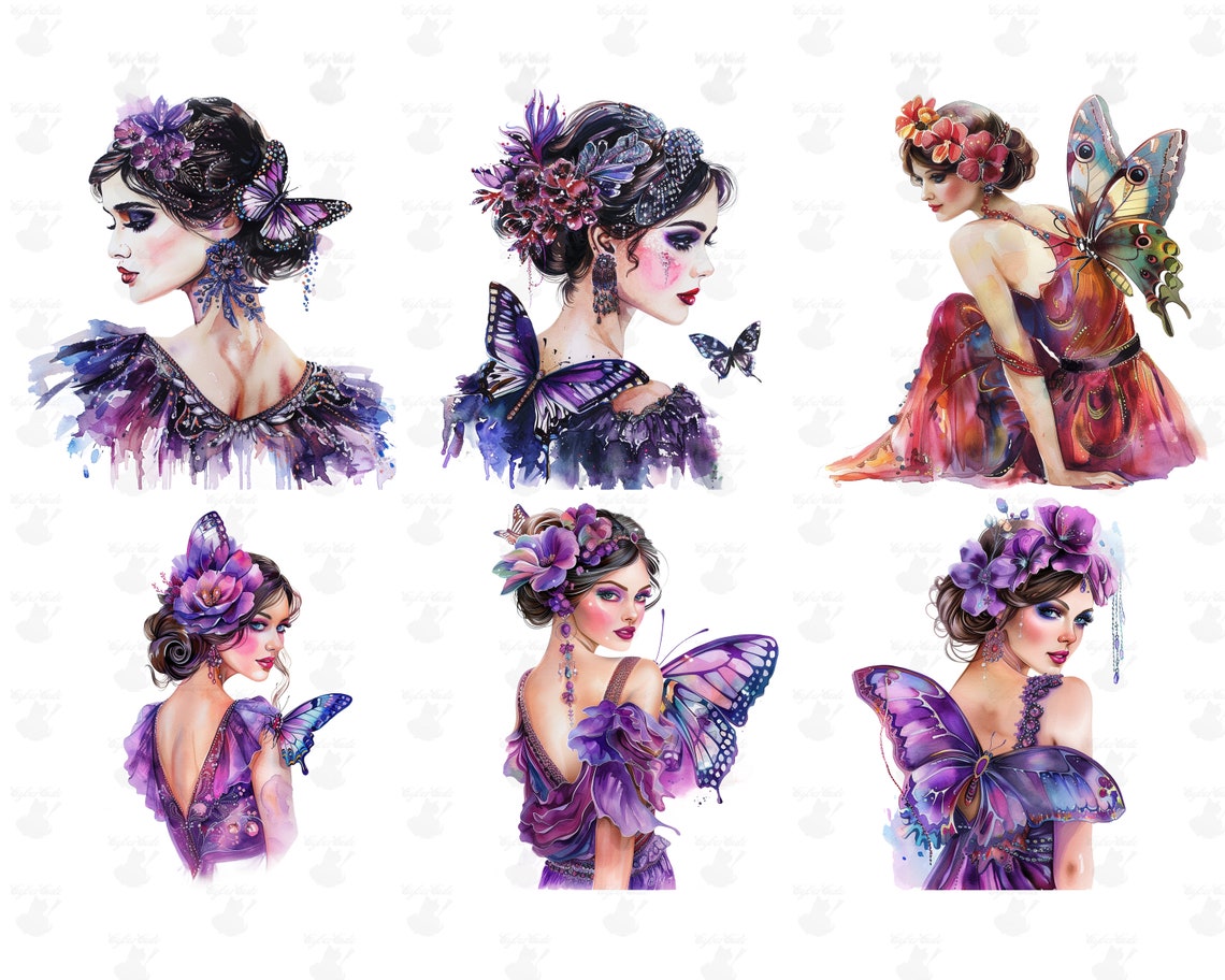 Butterfly Elf Digital Printable Clipart Bundle in PNG Format ...