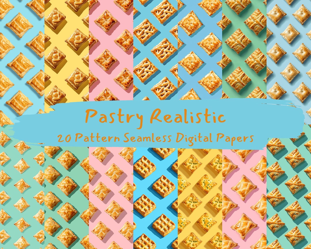 Pastry Realistic Pattern Seamless Digital Papers - Printable Scrapbook ...