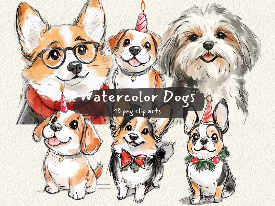Watercolor Dogs Printable Clipart, Png Format, Transparent Background ...