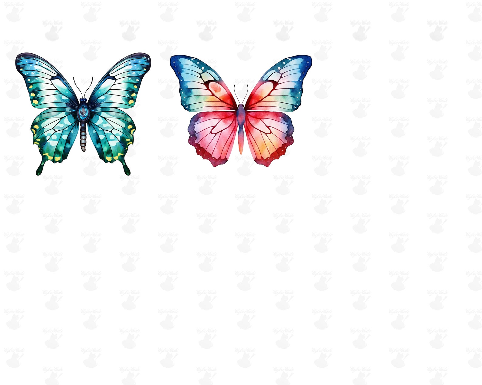 Watercolor Butterfly, Digital Printable Clip Art Graphics in PNG Format ...