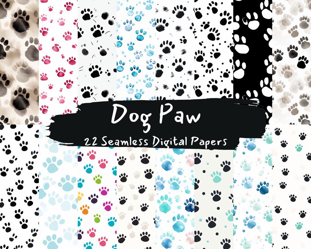 Dog Paw Print Seamless Digital Papers - Tile Patterns Printable ...