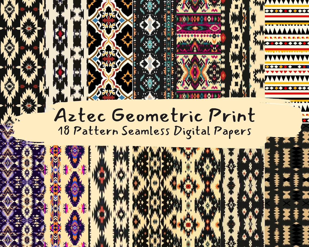 Aztec Geometric Print Pattern Seamless Digital Papers - Printable ...
