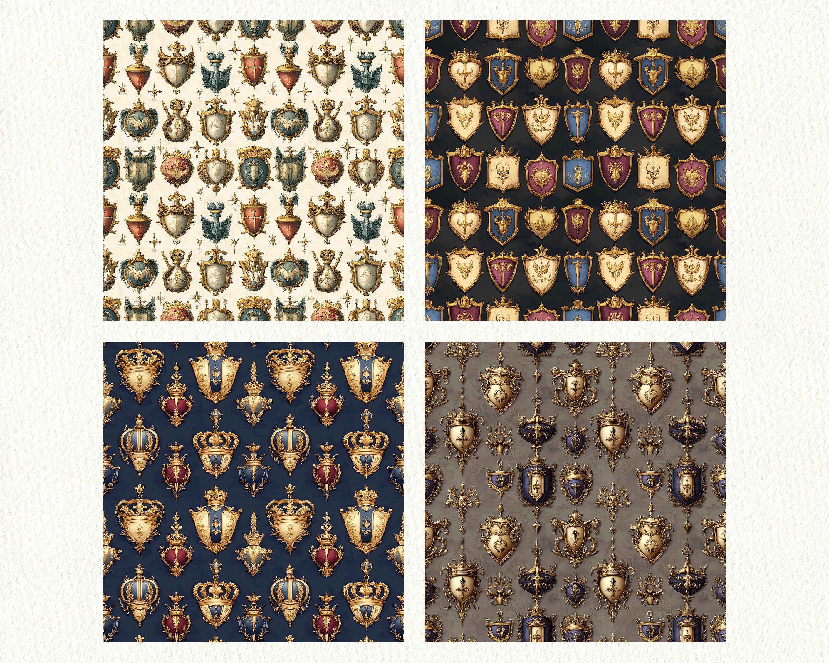 Fantasy Royal Crests Pattern Seamless Digital Papers - Printable ...