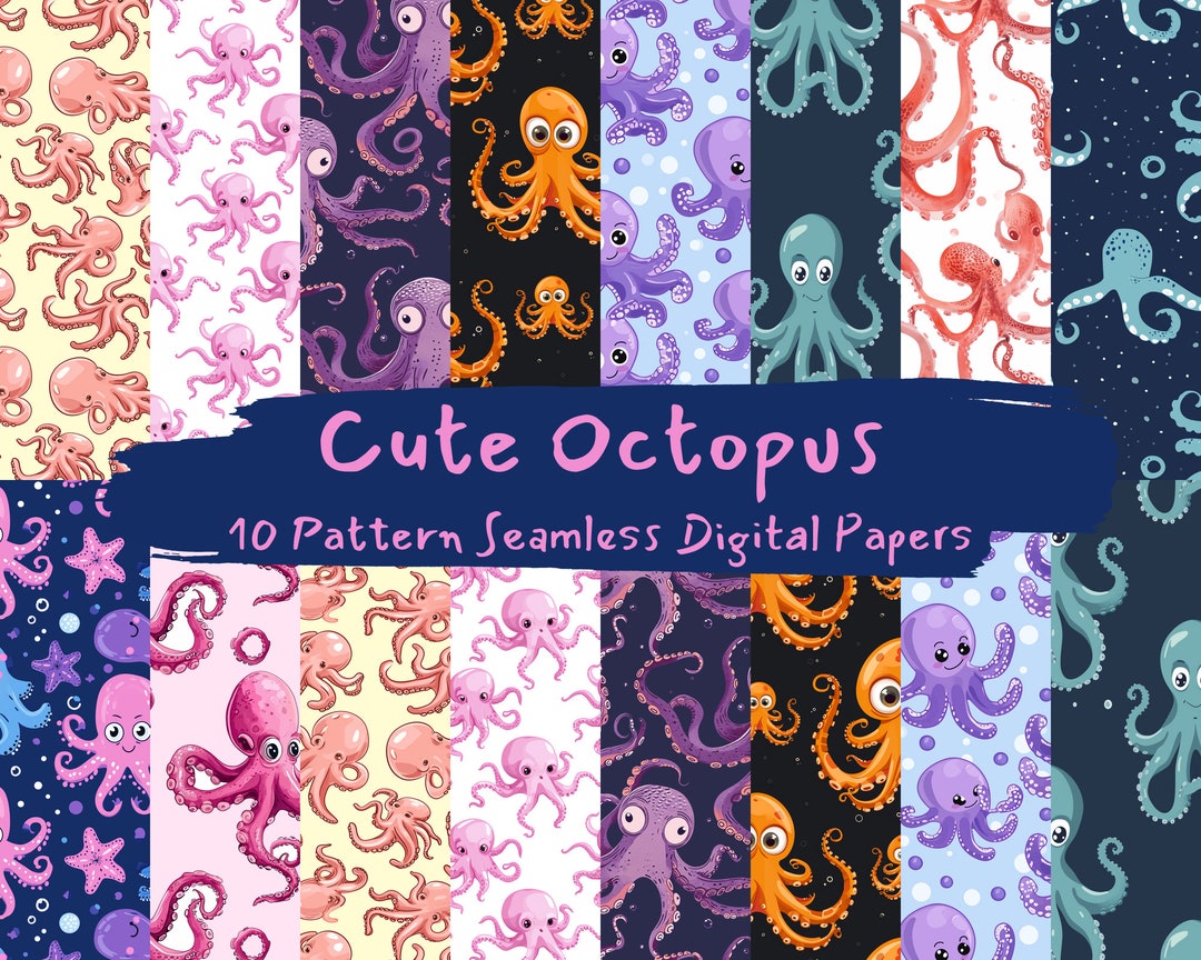 Cute Octopus Pattern Seamless Digital Papers - Tile Patterns Printable ...