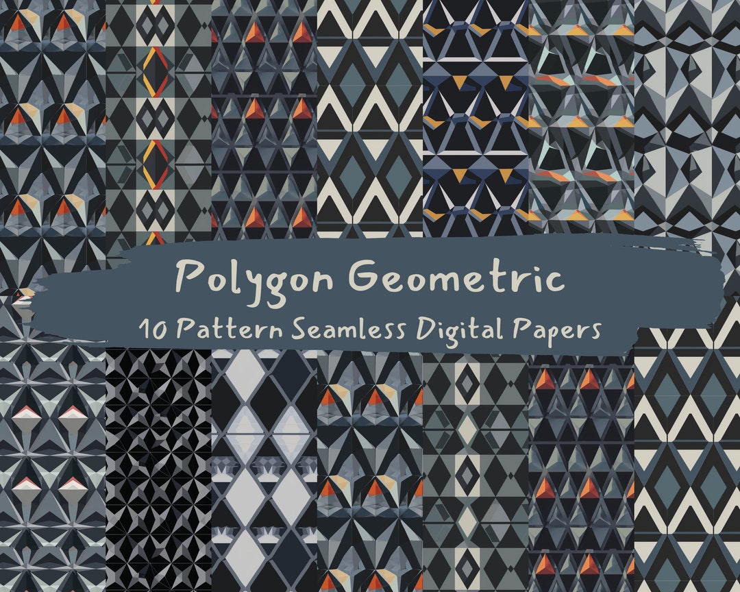 Polygon Geometric Pattern Seamless Digital Papers - Printable Scrapbook ...