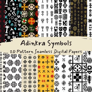Adinkra Symbols Pattern Seamless Digital Papers - Printable Scrapbook ...
