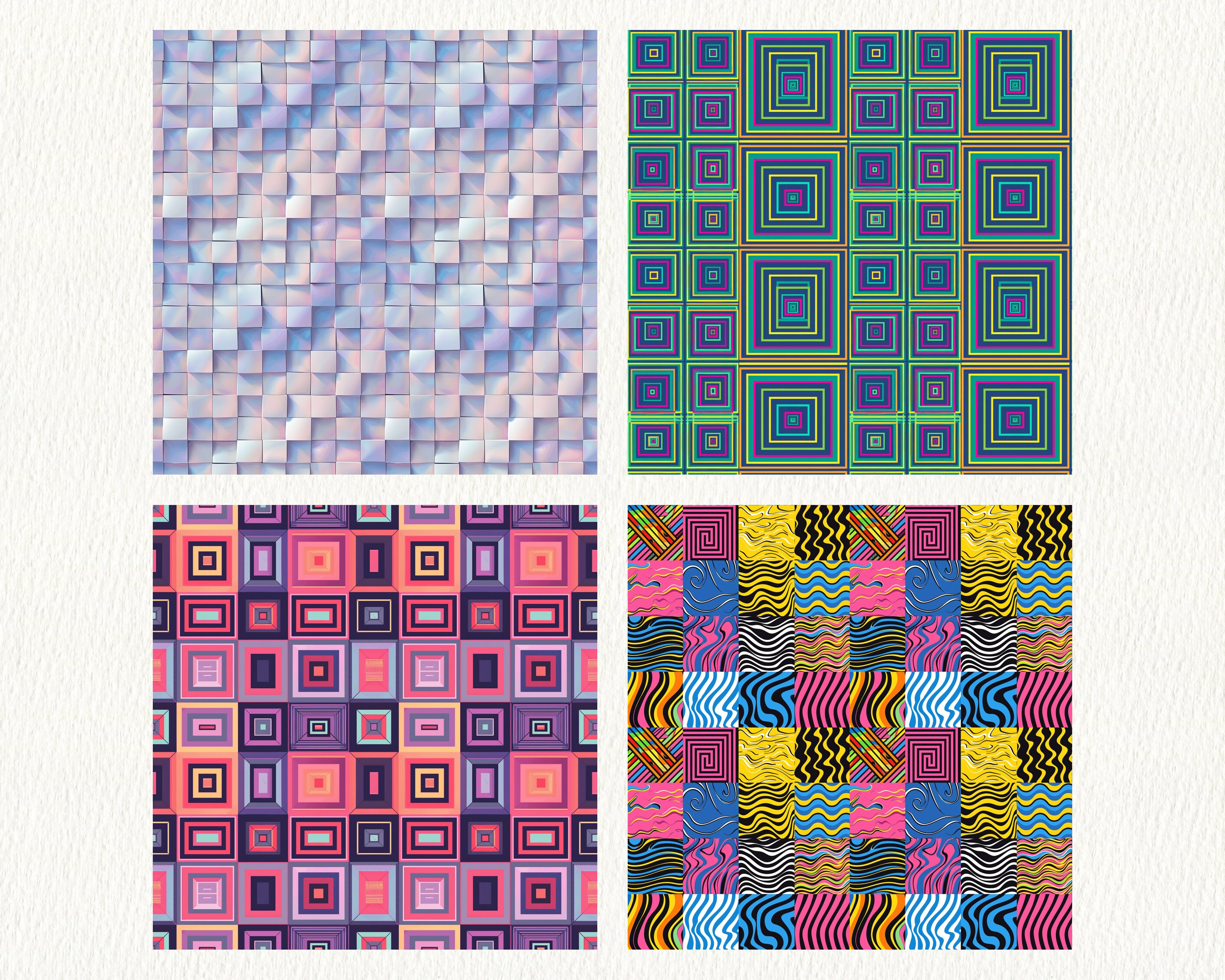 Vaporwave EDM Squares Pattern Seamless Digital Papers - Printable ...
