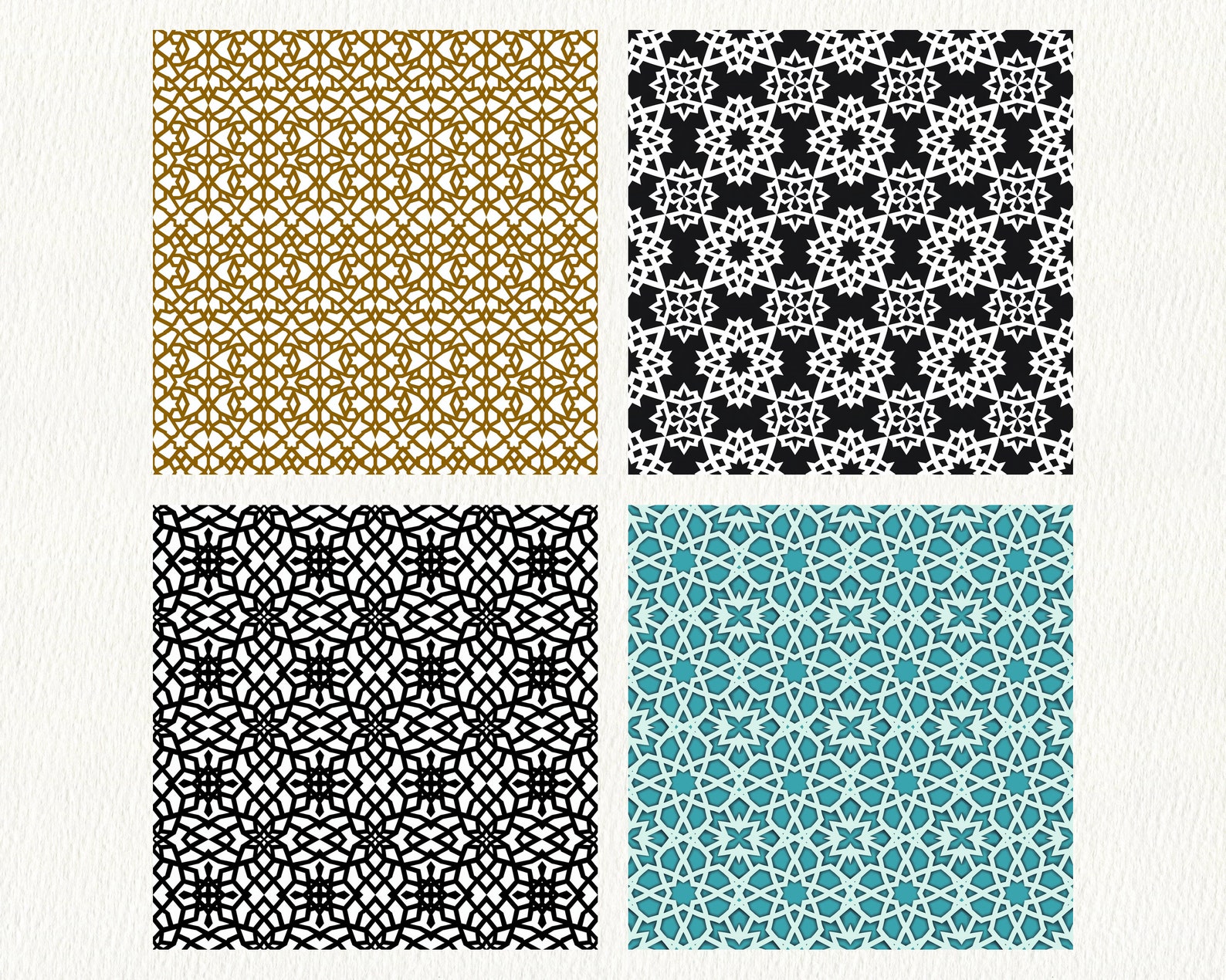 Islamic Geometric Pattern Seamless Digital Papers - Printable Scrapbook ...