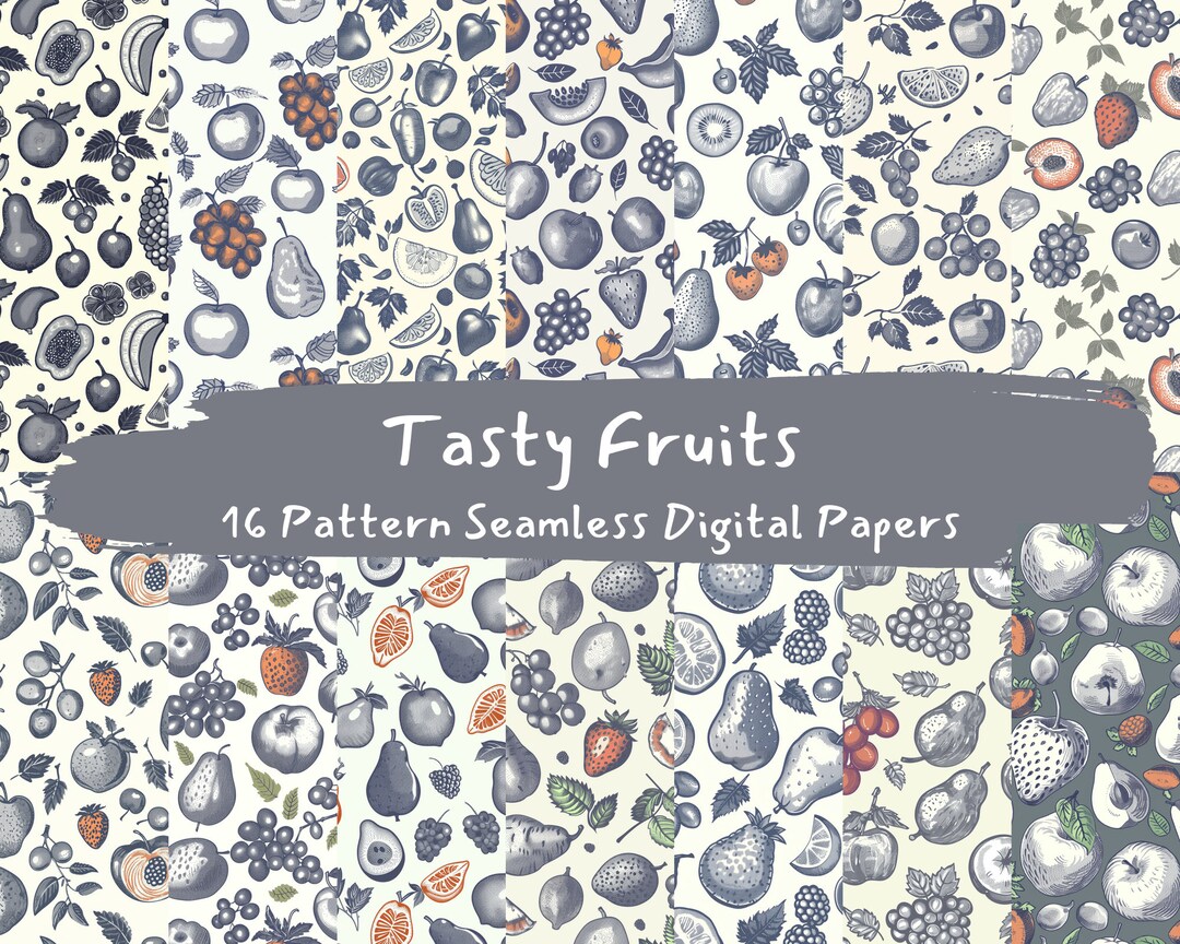 Tasty Fruits Pattern Seamless Digital Papers - Printable Scrapbook ...