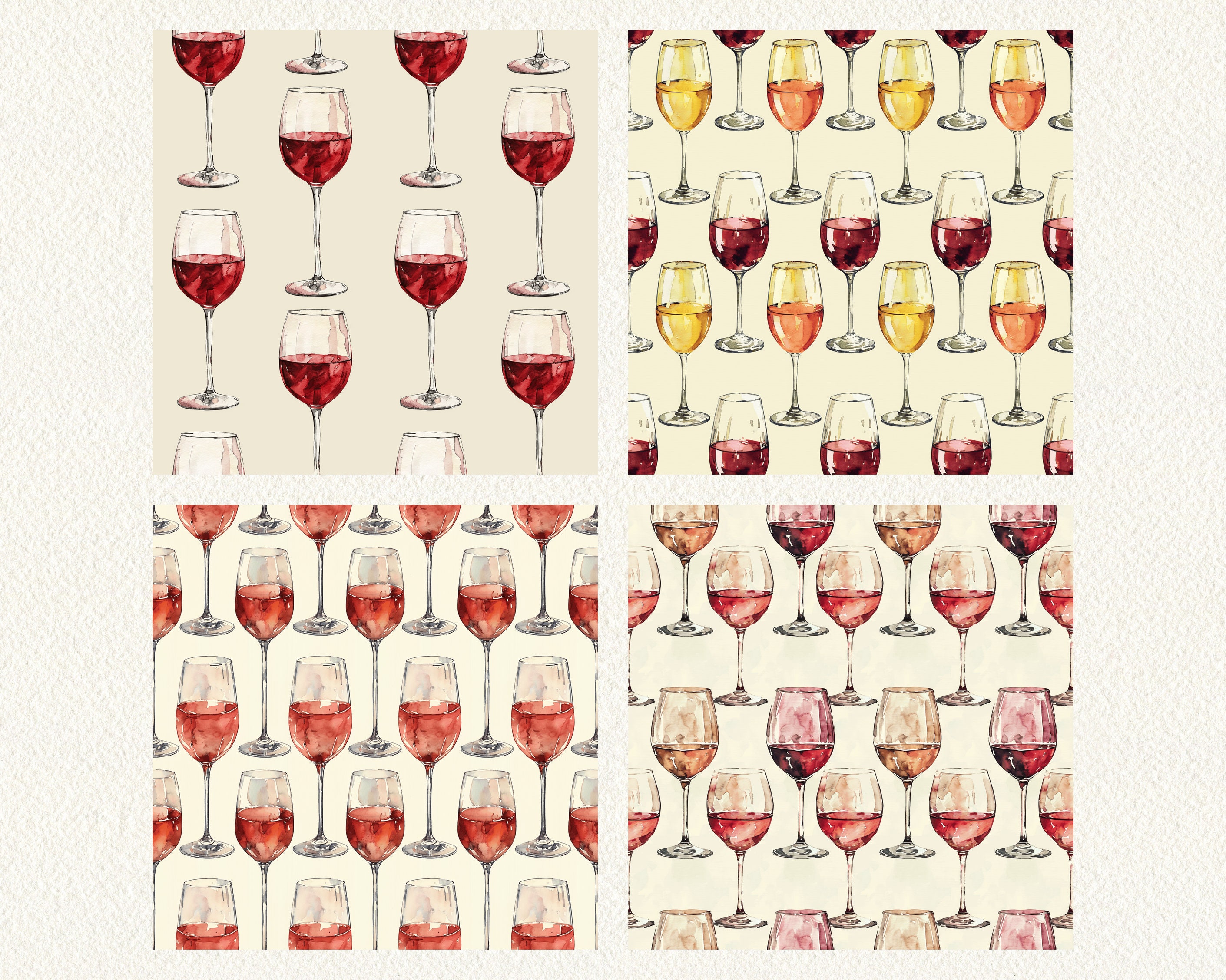 Wine Glass Pattern Seamless Digital Papers - Printable Scrapbook Paper ...