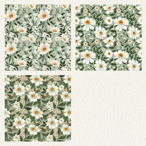 Sage Green Floral Pattern Seamless Digital Papers - Printable Scrapbook ...