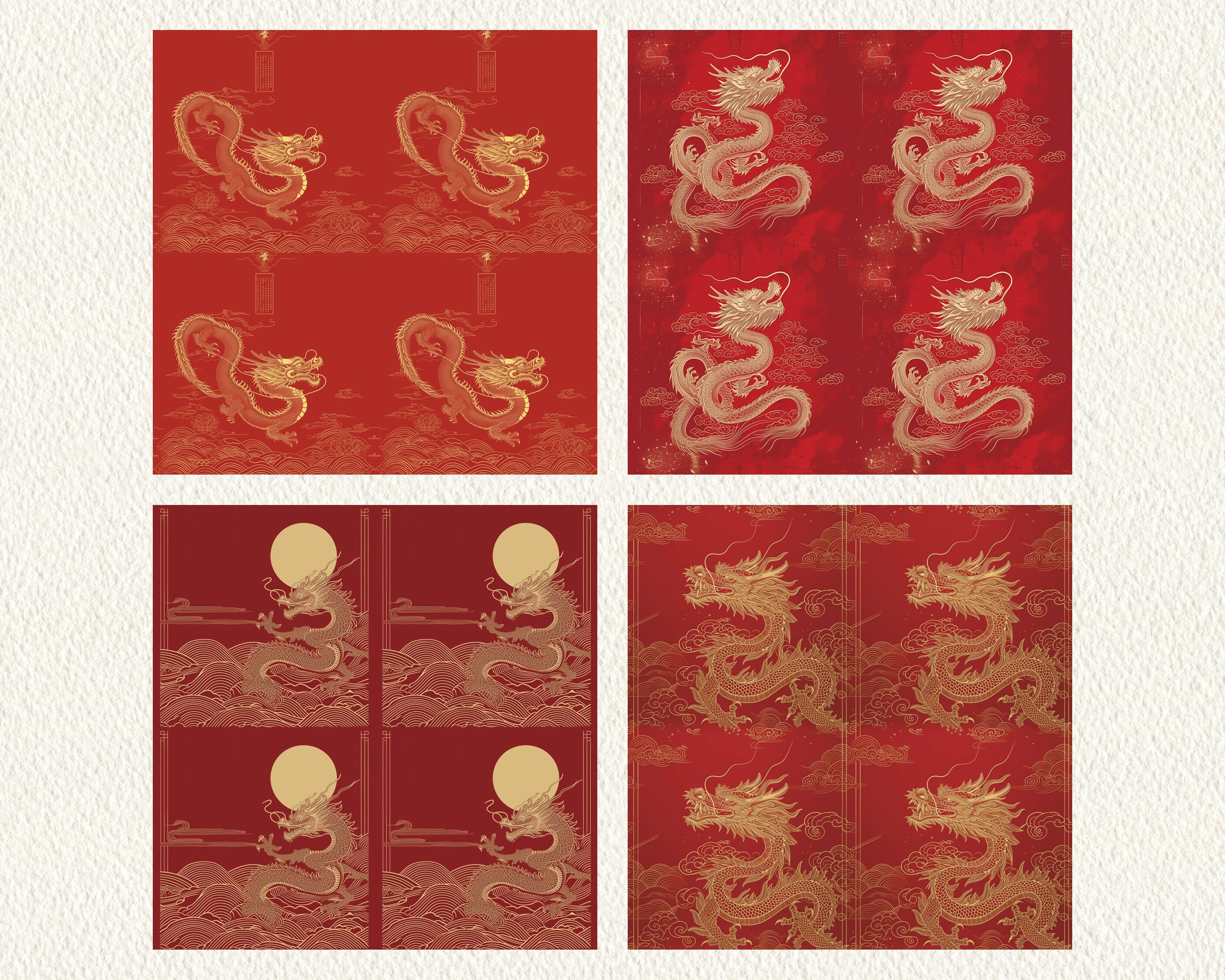 Chinese Dragon Pattern Seamless Digital Papers - Printable Scrapbook ...
