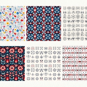 Norwegian Rosemaling Pattern Seamless Digital Papers - Tile Patterns ...
