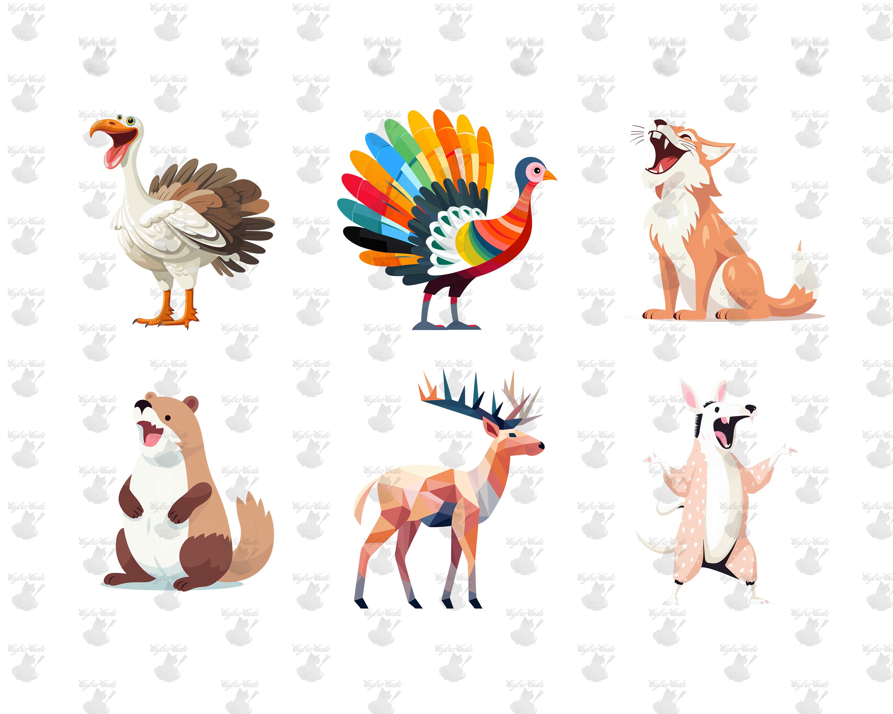 Woodland Animals, Digital Clip Art Graphics in PNG Format Transparent ...