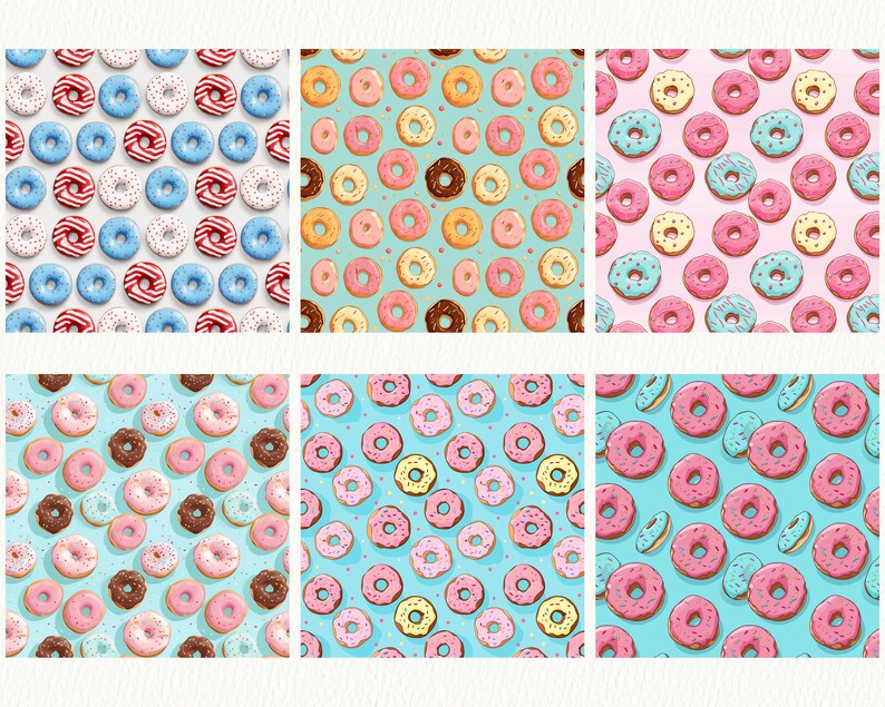 Donut Party Pattern Seamless Digital Papers Tile Patterns Printable ...